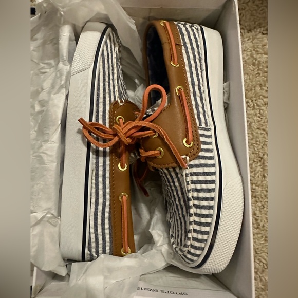 Sperry | Shoes | Sperry Bahama Navy Seersucker Top Sider Boat Shoe ...